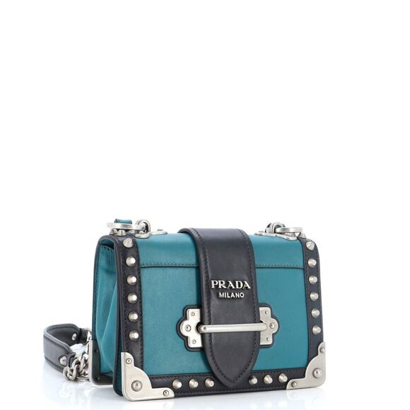 Prada | Bags | Prada Cahier Crossbody Bag Studded City Calf Small Blue | Poshmark